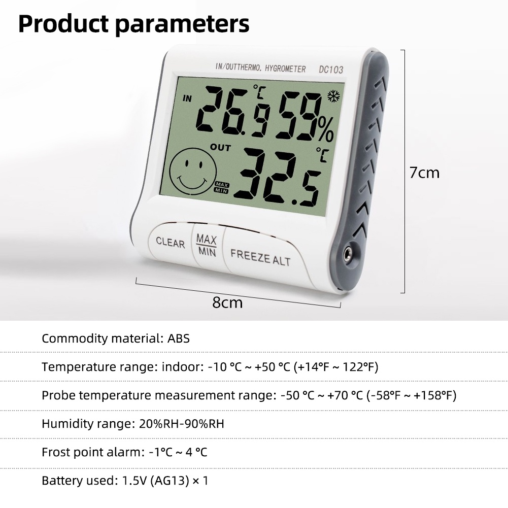 YAGO LCD Digital Temperature Humidity Meter Indoor Thermometer ...