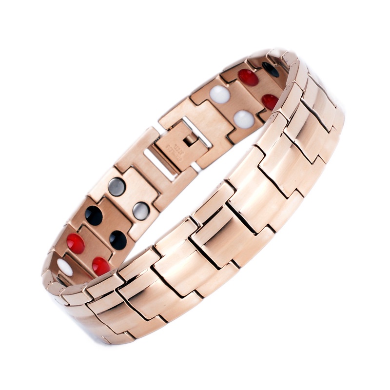 Titanium Steel Bracelet 4-in-1 Magnetic Negative Ion Anti-radiation Far ...