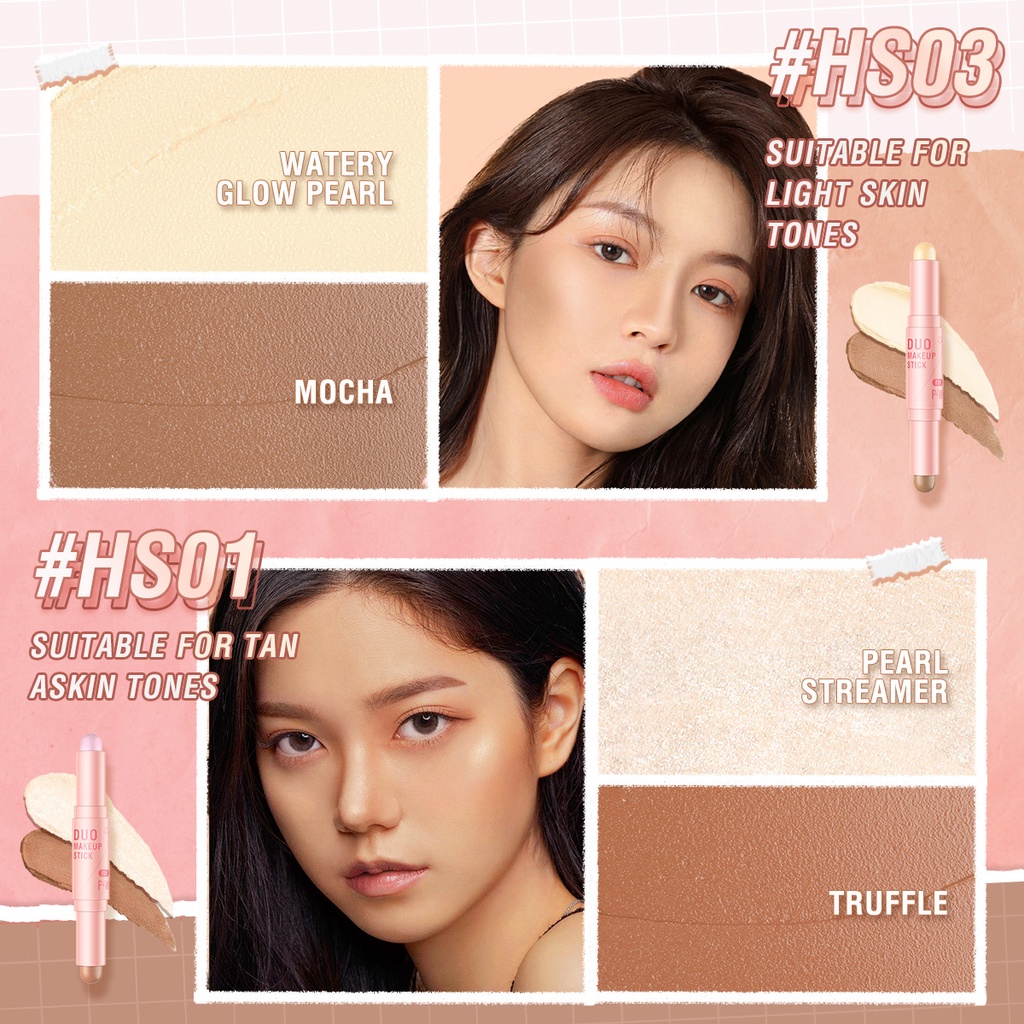 PINKFLASH PF-F21 Duo Makeup Stick Double Shaping Highlighter Blush ...