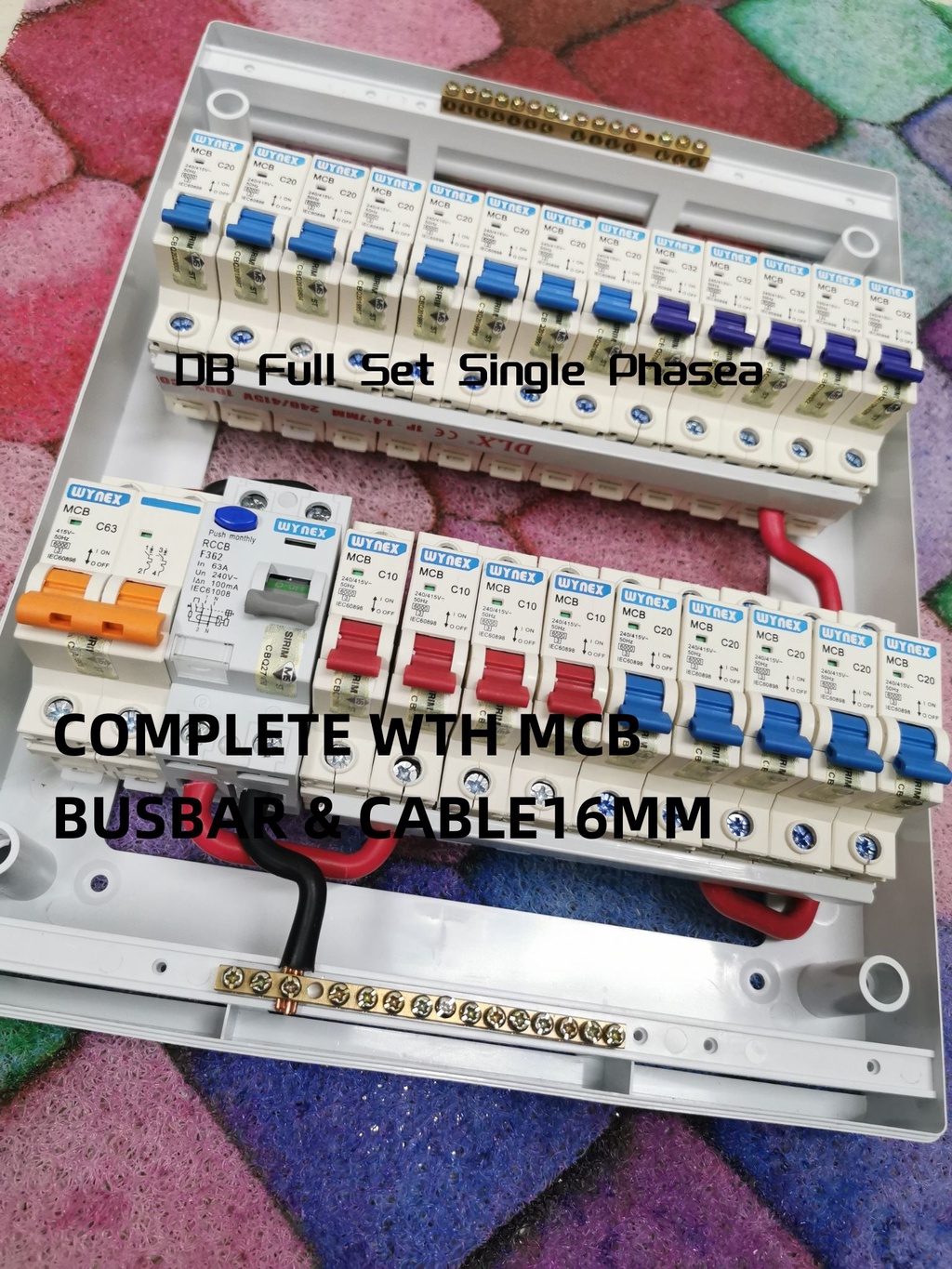 DB BOX 28way (Full set) WYNEX MCB 10A-32A + ELCB 63A +Main switch 63A ...