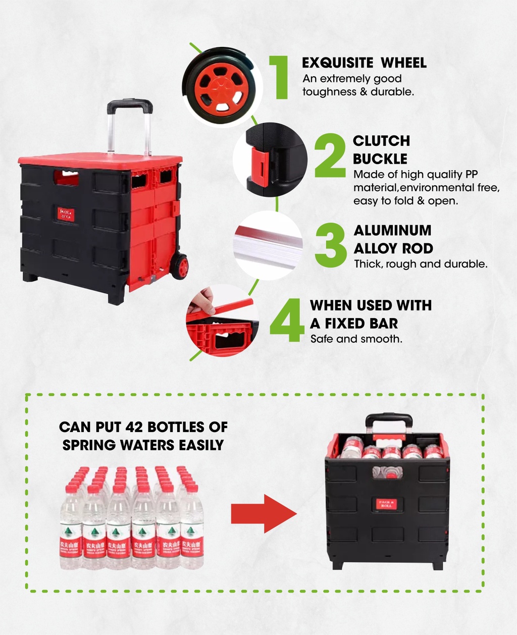 【65L Extra Large】4/8 Wheels Trolley Storage Foldable Trolley Shopping ...