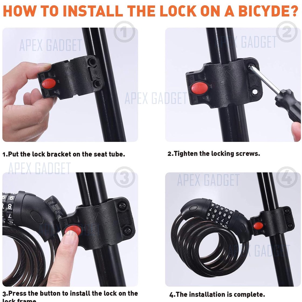 Basikal Bicycle Password Lock Bike Security Locker Anti-Theft Locks ...