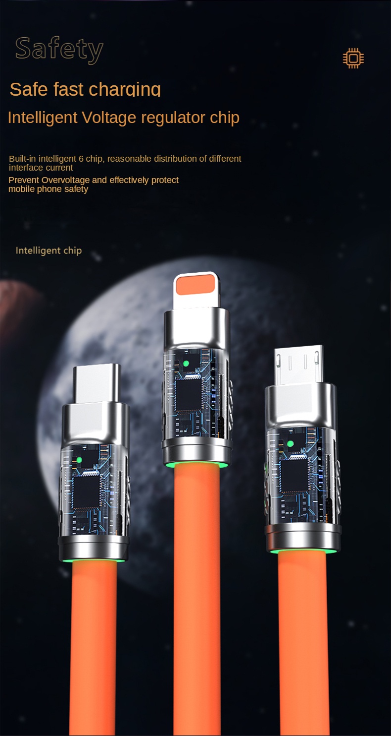 3 In 1 120W 6A Super Fast Charge Type C Liquid Silicone Cable Quick ...