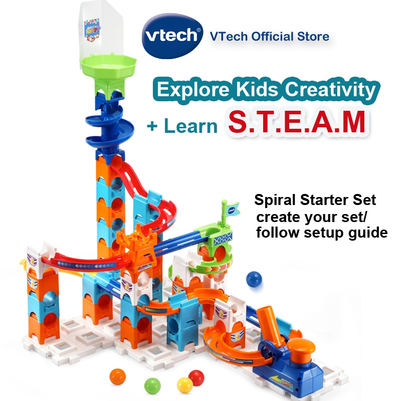 VTech 67 pcs Marble Rush Spiral Starter Set Block Toys Marble Run Toys ...