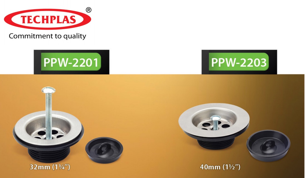 Techplas 32mm Basin / 40mm Kitchen Sink Waste Come With Plug with ...