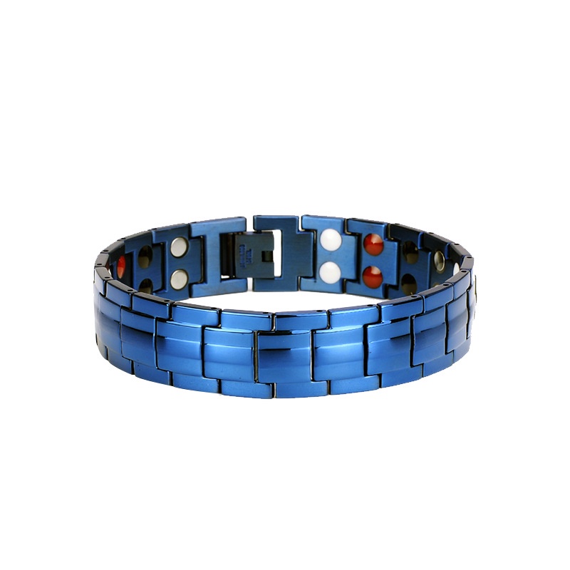 Titanium Steel Bracelet 4-in-1 Magnetic Negative Ion Anti-radiation Far ...