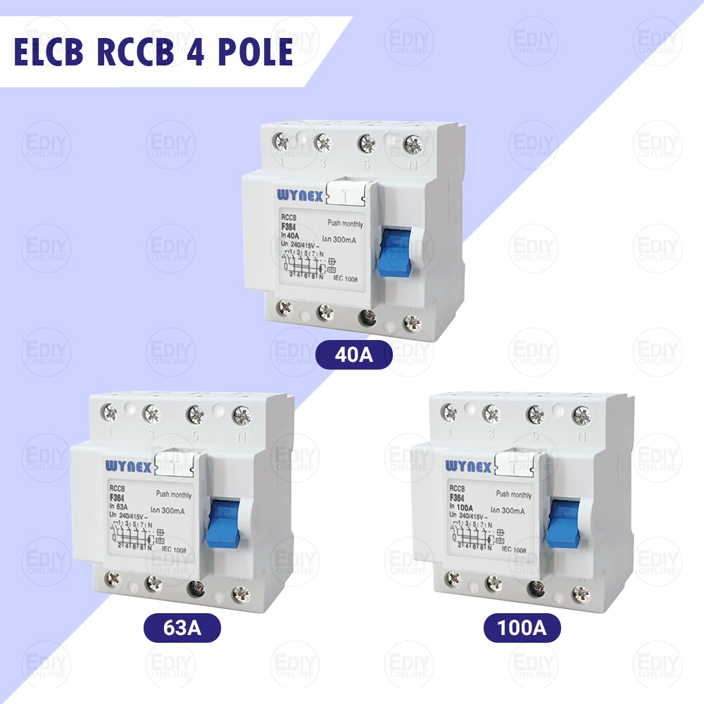 【NEW】 WYNEX SIRIM ELCB RCCB MAIN SWITCH FUSE ISOLATOR DISCONNECTOR 32A 40A 63A 100A 2 / 4 / 1 ...