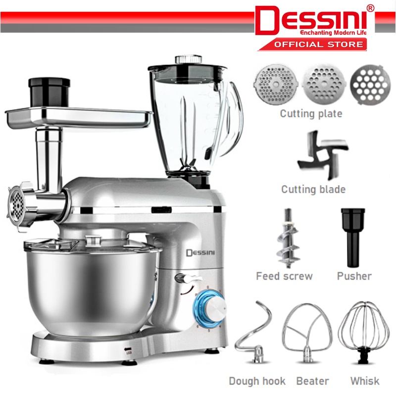 DESSINI ITALY 5 IN 1 Electric Stand Mixer Dough Egg Beater Blender Grinder Meat Chopper Mincer ...