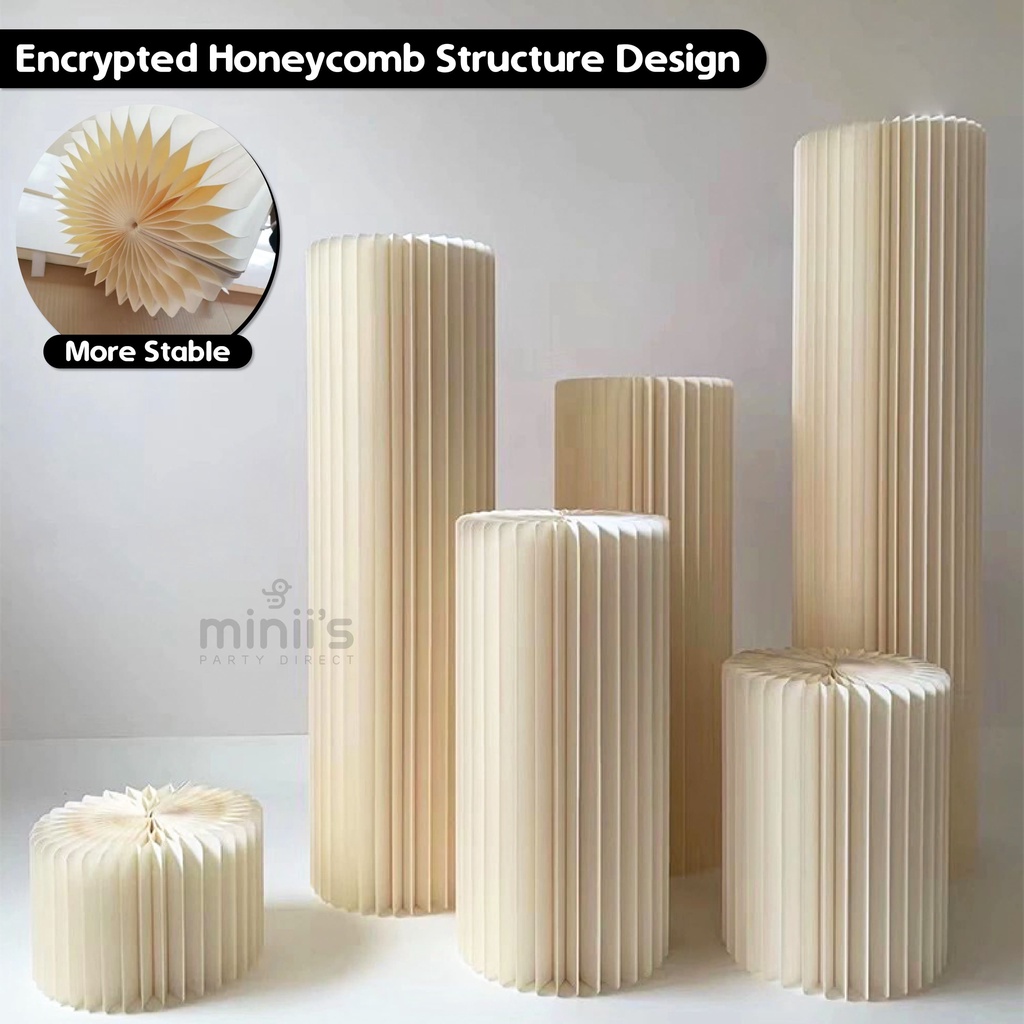 MINIIS PARTY Premium Folding Cake Stand Round Paper Cylinder Stand Meja ...