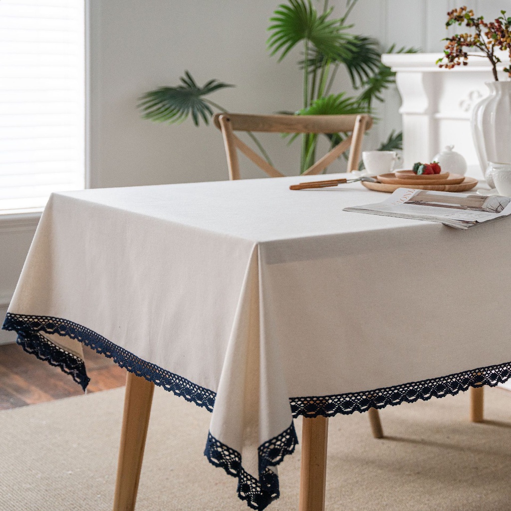 TableCloth Lace Table Cloth Nordic Style Blue Tassel Table Clothes ...