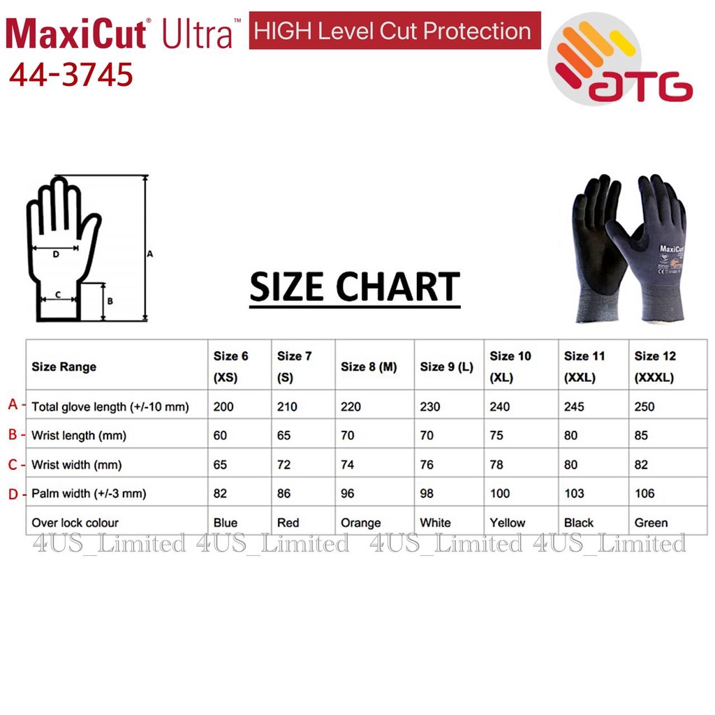 MaxiCut ULTRA 44-3745 Safety Gloves - Level 5 Cut resistance, flexible ...