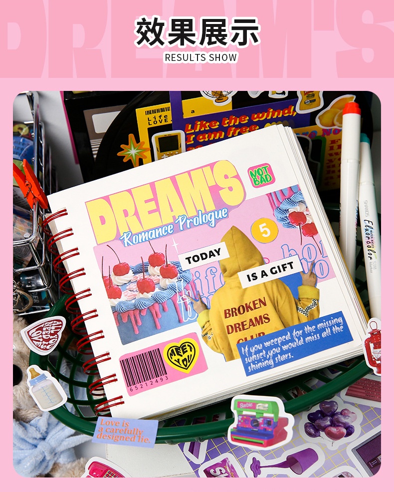 【30 Sheets】Ins Korean Style Sticker Book Colorful Sticker Album ...