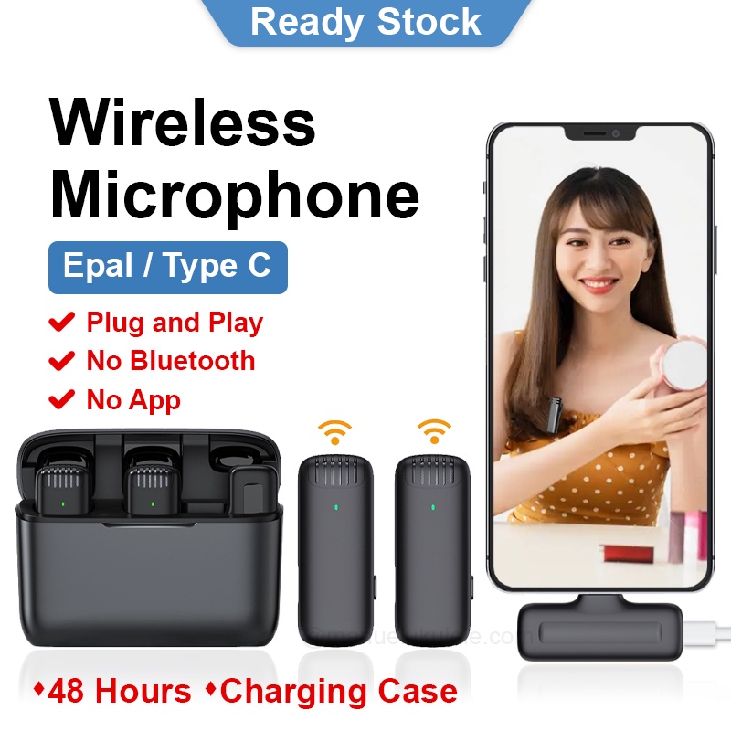 Wireless Microphone for Phone Video Live Record | Noise Cancelling Clip ...