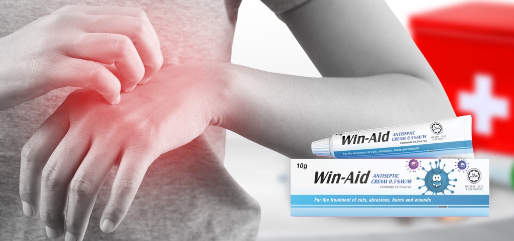 Win-Aid Antiseptic Cream (10g) - Cetrimide For Wound, Cuts & Bites ...