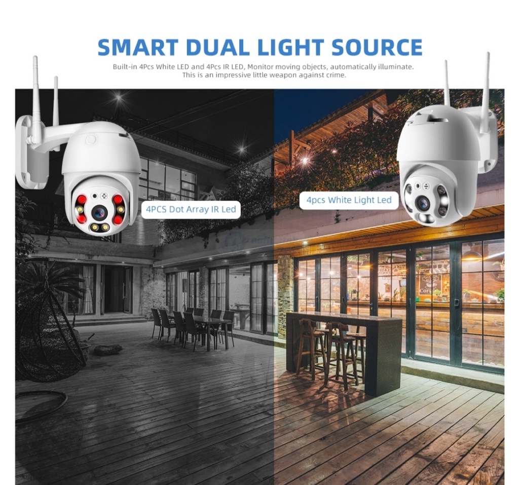 V380 Pro 5MP/2MP Dual Light Rotatable Outdoor Weatherproof PTZ Wireless ...