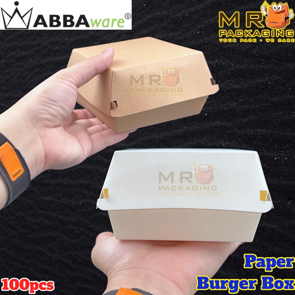 Paper Burger Box ( 50pcs± ) Big Tree ABBAware - Disposable Paper Food ...