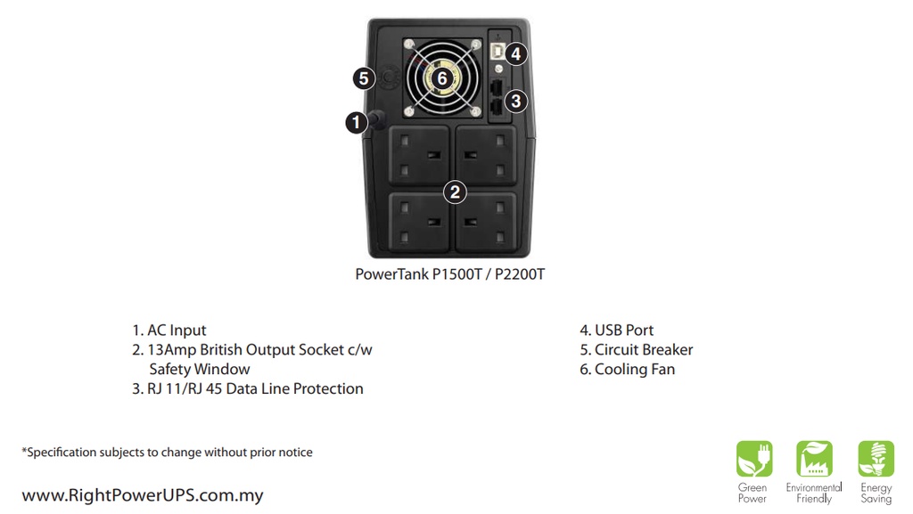 Right Power - PowerTank PRO P1500T - 1500Va - UPS & Stabilizers - 4 x ...