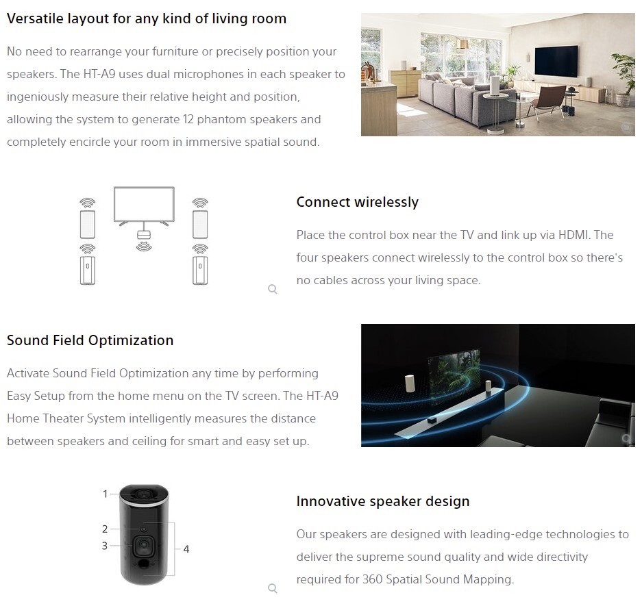 Sony HT-A9 Dolby Atmos® DTS:X® 360 Spatial Sound Mapping Home Theatre ...