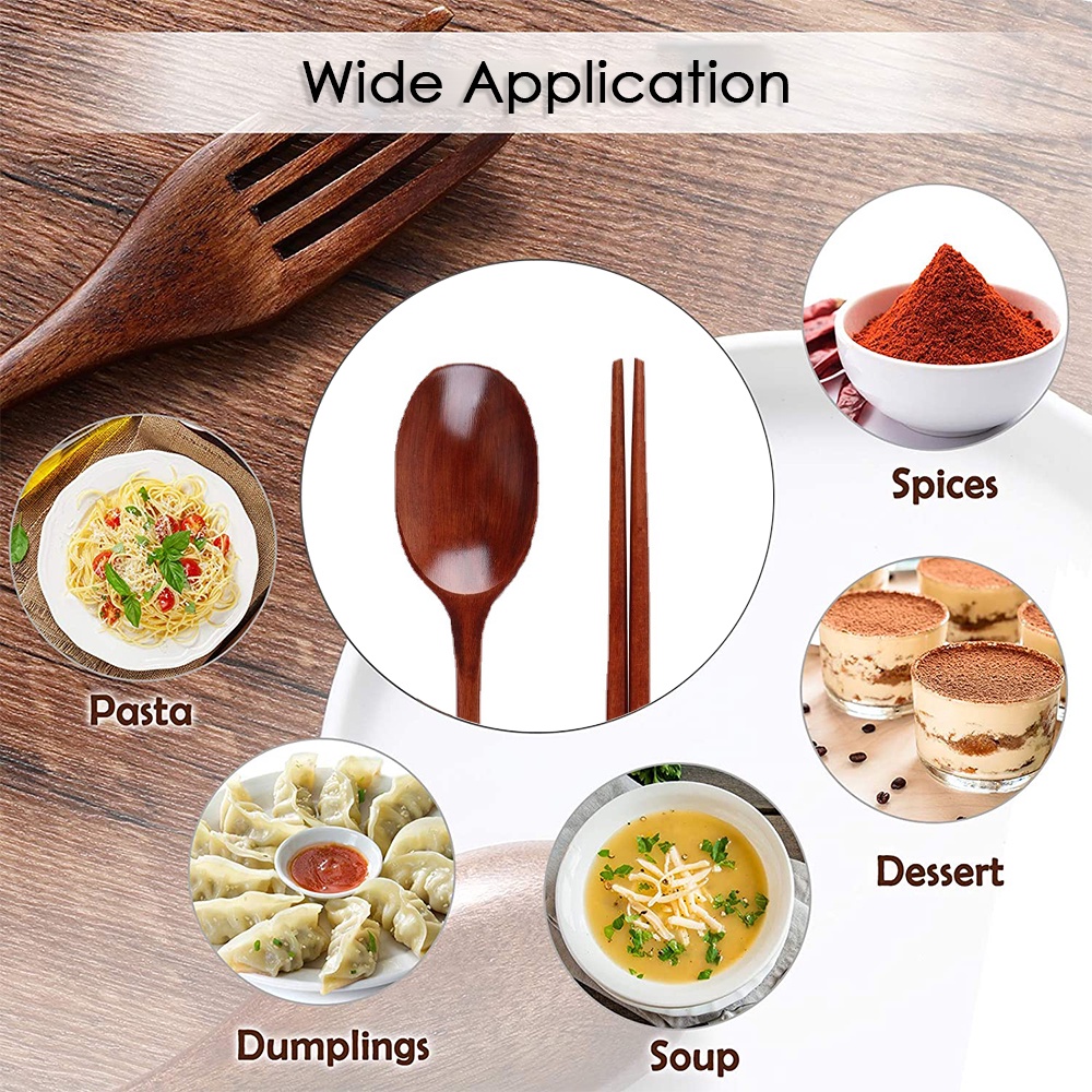 CK Natural Spoon Chopstick Set Tableware Japanese Vintage Wooden Eco ...