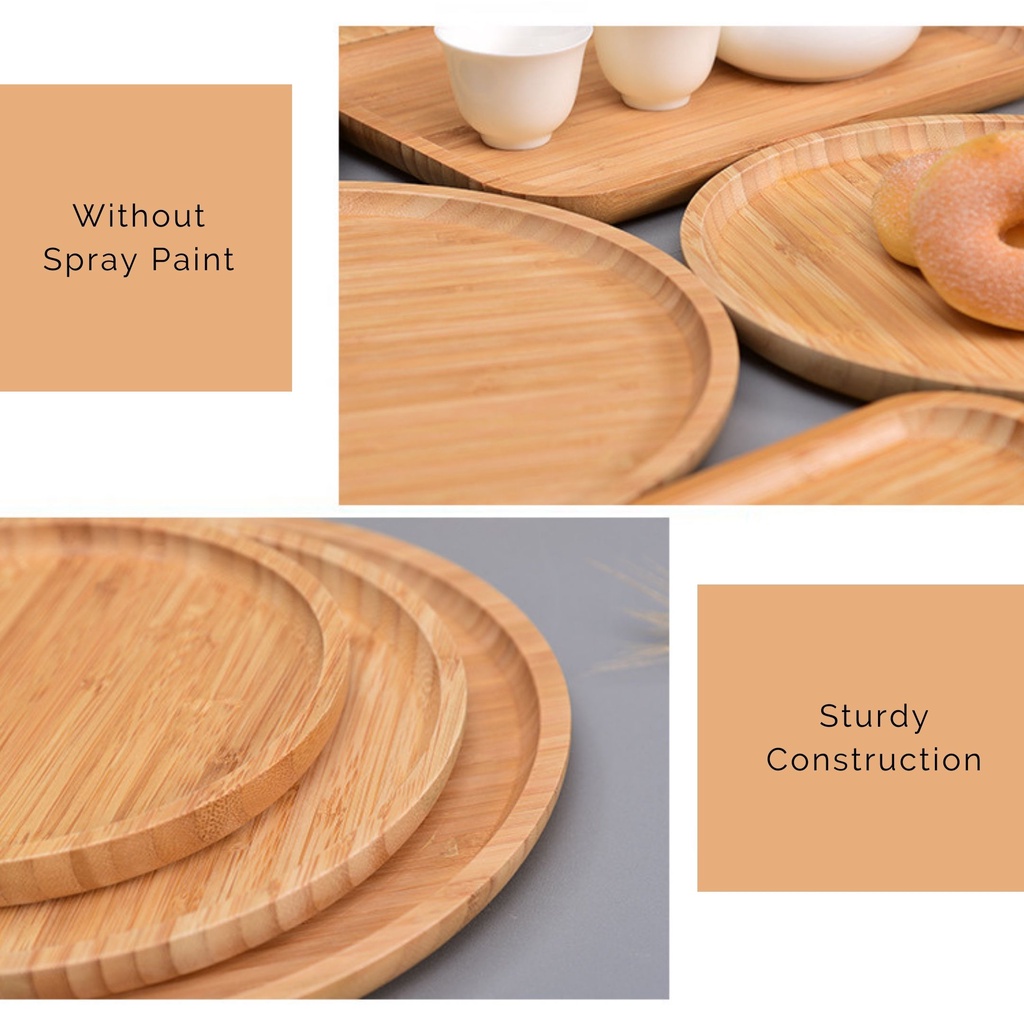 Thicken Bamboo Serving Food Tray Tea Tray Wooden Tray Zen Decoration ...