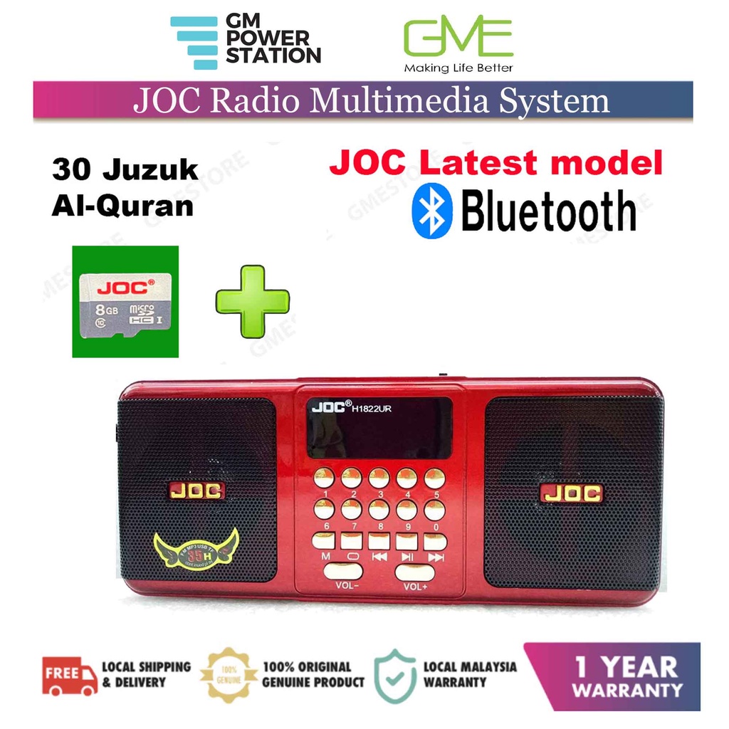 JOC Radio 1822UR-BT Rechargble with AL-QURAN 100% ORIGINAL ready stock ...