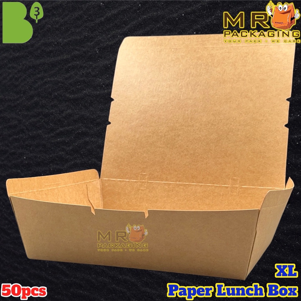 XL Paper Lunch Box Brown ( 50pcs± ) Extra Large Big Tree Disposable ...