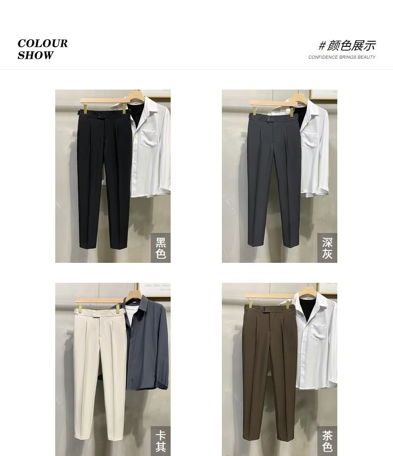 Meason slack pants men Adjustable waist No ironing fabric Black Khaki ...