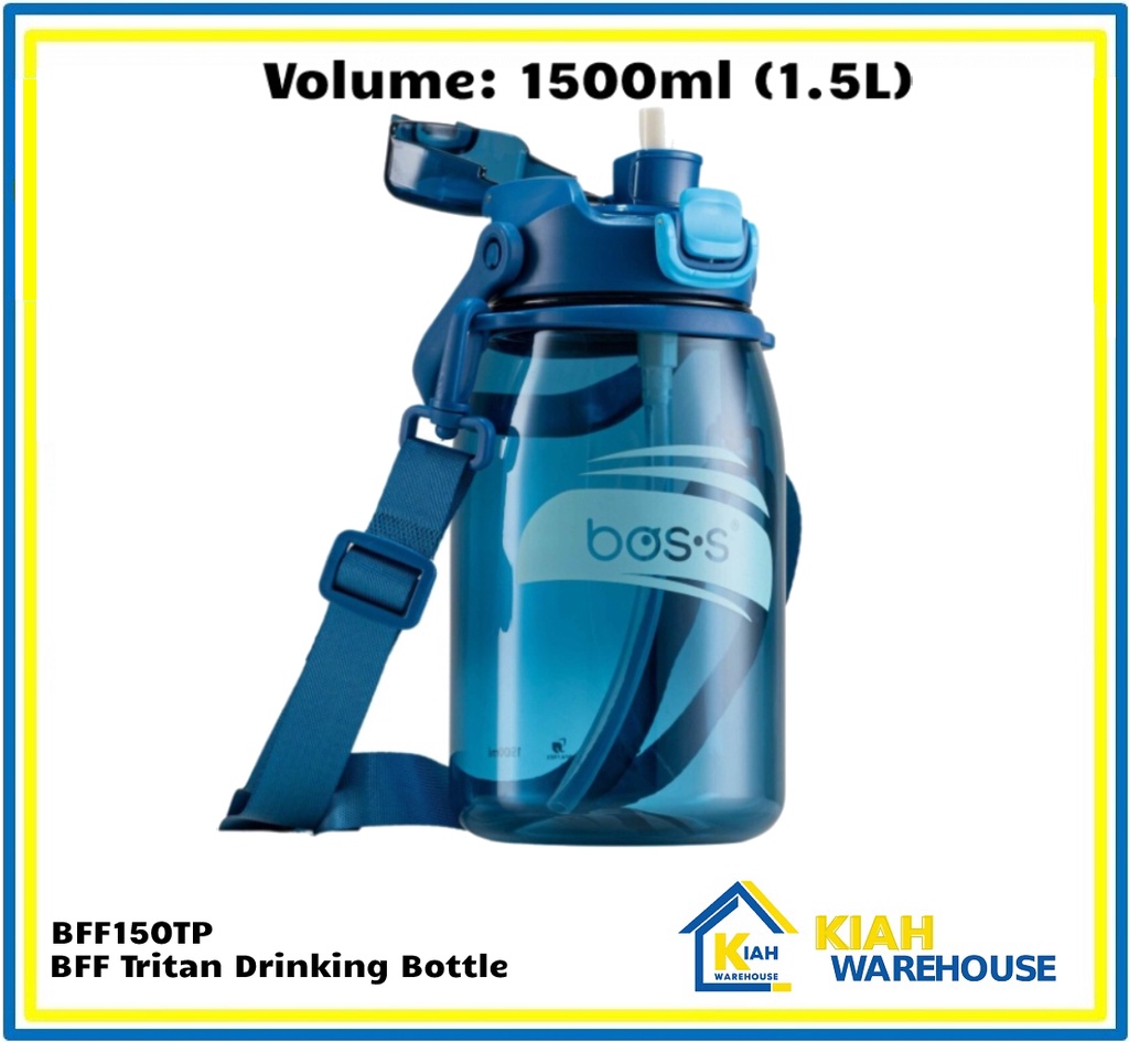 BOS'S Tritan Drinking Bottle 1500ml Office School Outdoor Water Tumbler With Straw & Strap ...