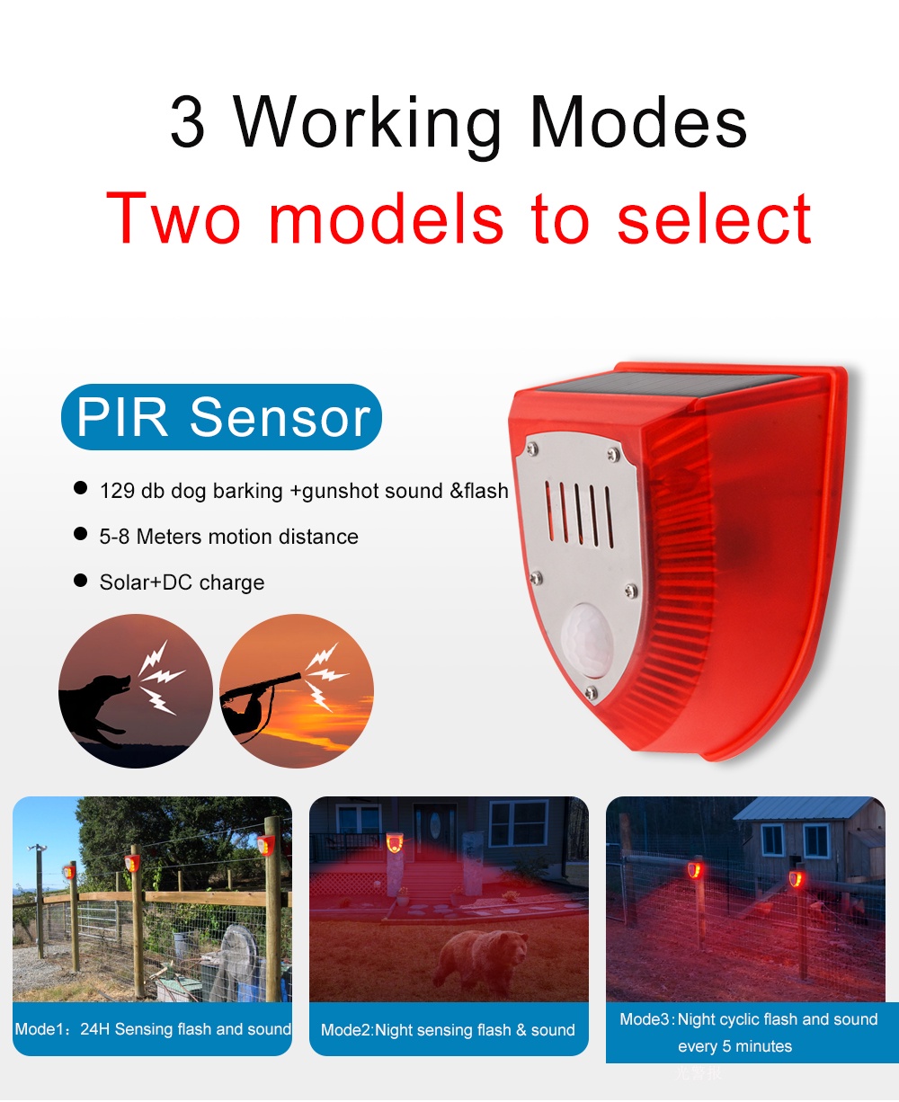 【2 Days Delivery】Solar Sound Alert Flash Warning Sound & Light Alarm ...