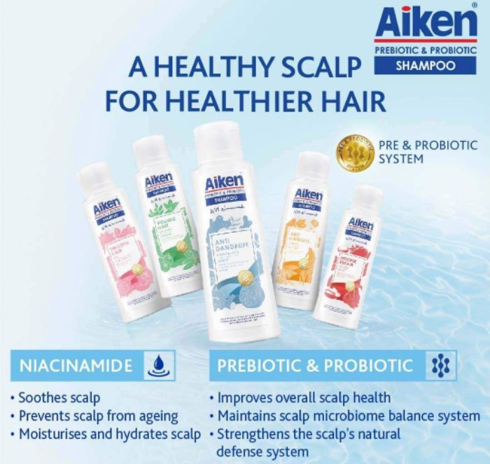 AIKEN Prebiotic & Probiotic Shampoo Anti Hairfall/ Anti Dandruff/Smooth ...