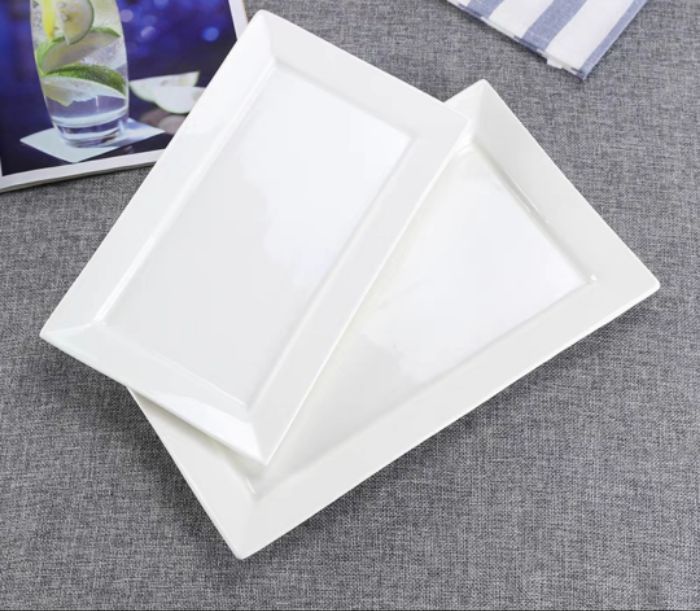 Porcelain Rectangle Rim Plate Sushi Long Plate Dessert Cake Western ...