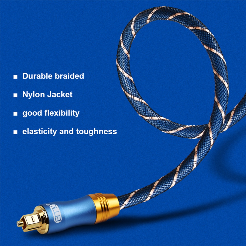 EMK 24K OPTICAL CABLE HI-FI SPDIF Fibre Optic Digital Audio Cable ...