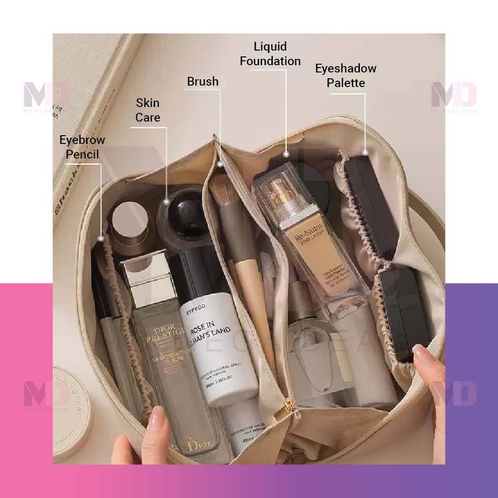 《Mega Deal》Luxury Pillow Makeup Bag PU Leather Portable Cosmetic Bag ...