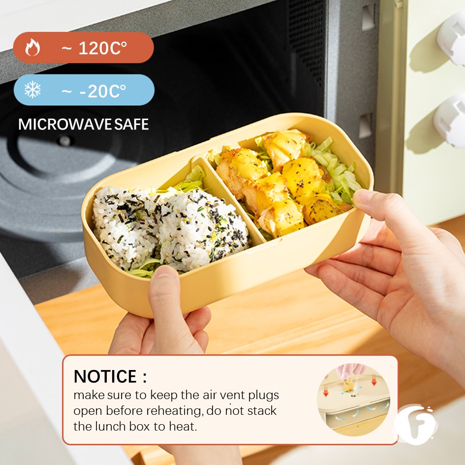 KIMSCOOK Bamboo Fiber Lunch Box with Bag(1200ml) Antibacterial Bento ...