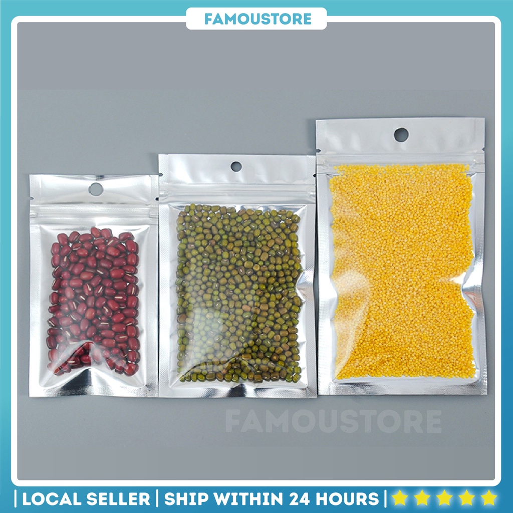 100PCS Zipper Aluminium Foil Bag Aluminum Ziplock Bag AO Semi Metalised ...