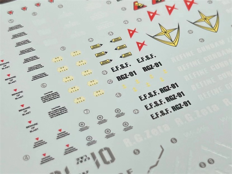 [Snow Flame] Waterslide Decal - MG 1/100 Re-GZ Custom (Fluo) RGZ-91B ...