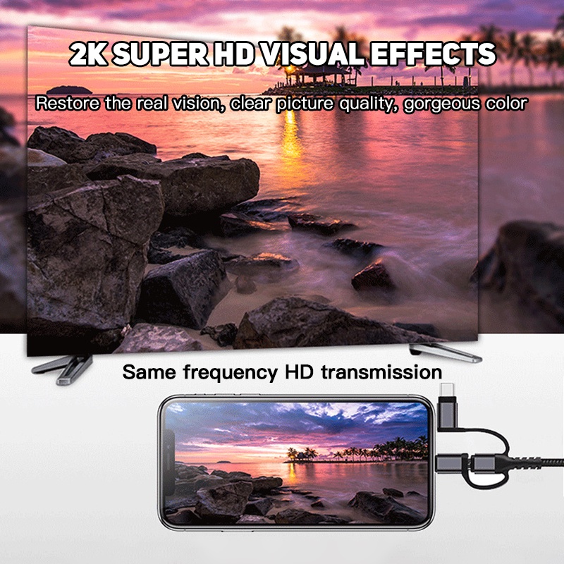 [Ready Stock] 3 in 1 Universal HDMI High-definition Cable Phone USB to ...