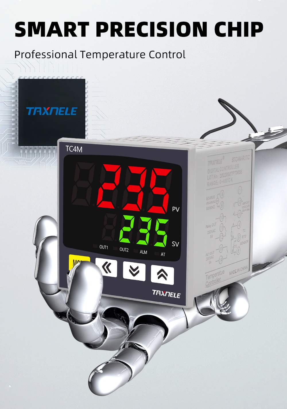 TAXNELE Digital PID Thermostat Universal Input TC4S TC4H TC4L TC4M Temperature Controller 220V ...