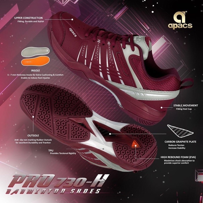 APACS PRO 730-H Badminton Shoes On Court Professional Player Equipment ...