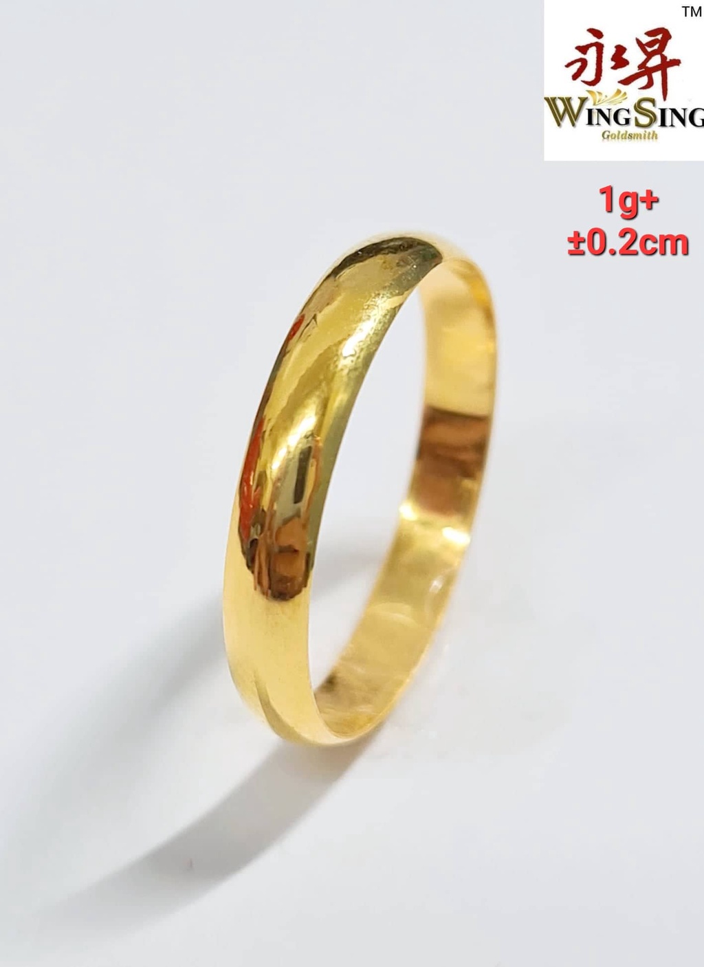 Wing Sing Cincin Belah Rotan Licin Padu Emas 916 / 三生三世黄金光圈素圈戒指 /916 ...