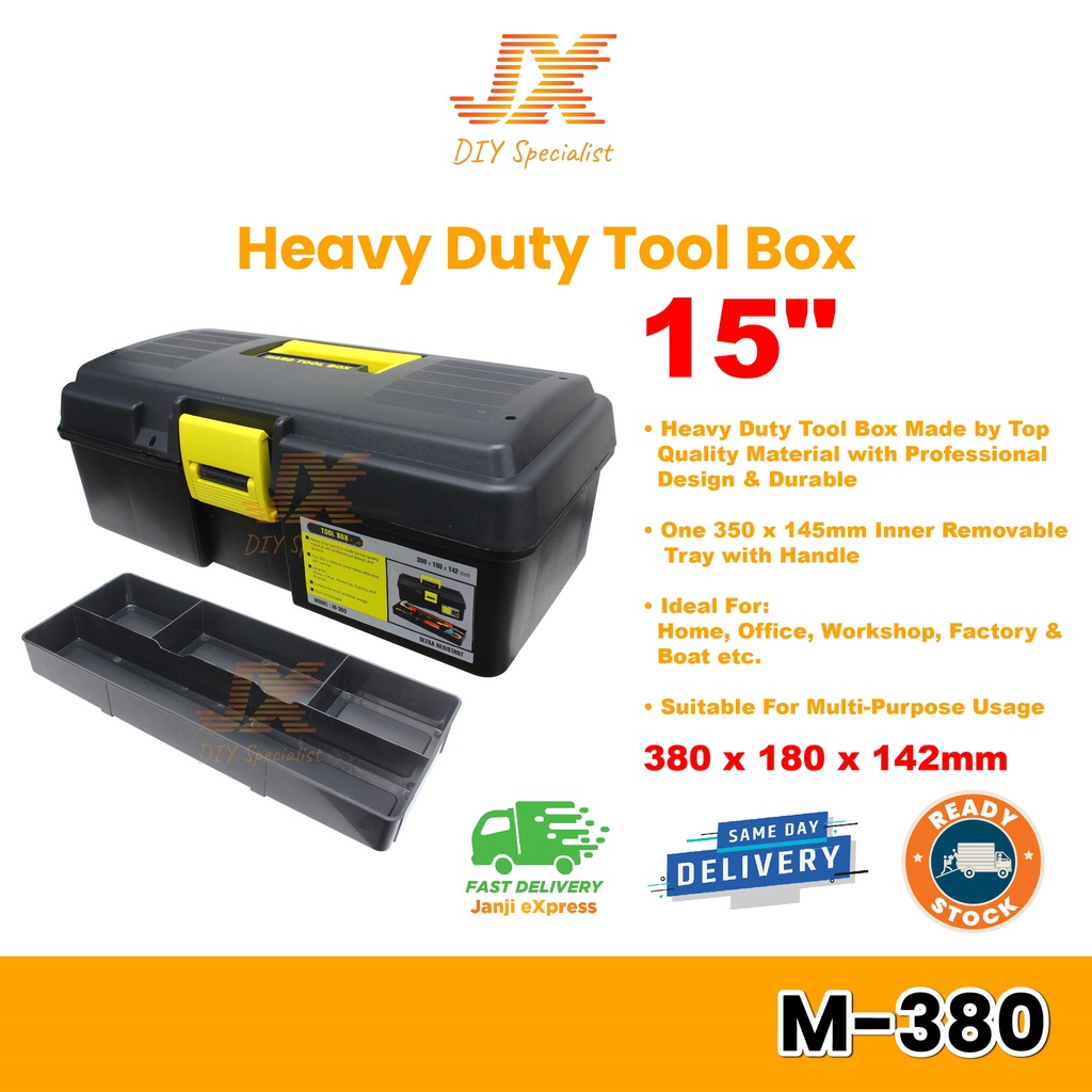 15 Inch Heavy Duty Quality Plastic Tool Box Hardware Multipurpose ...