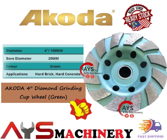 AKODA 4'' Diamond Grinding Cup Wheel (Green) | Shopee Malaysia