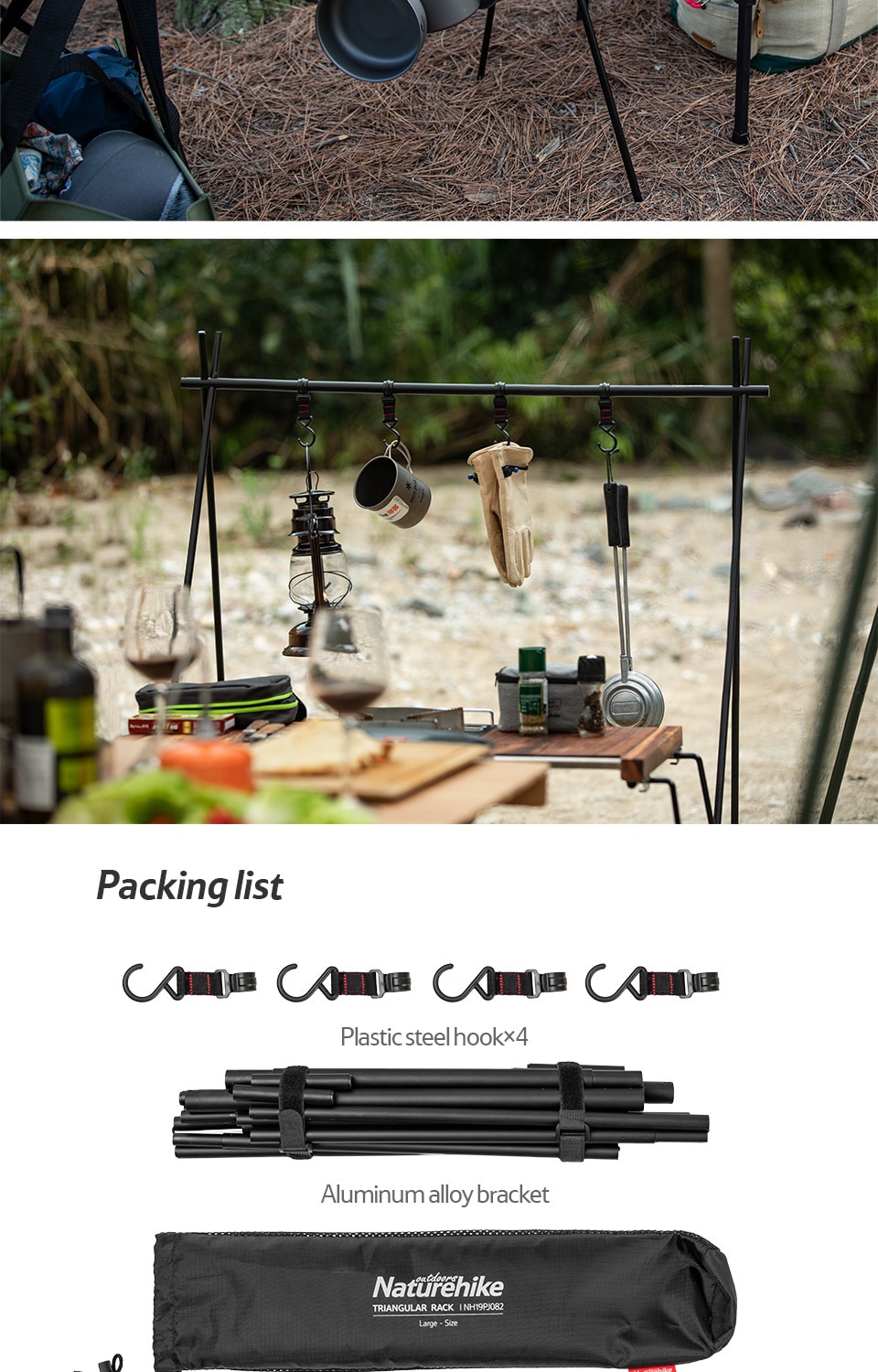 Naturehike Camping Hanging Rack Aluminum Alloy Triangle Shelf Hanger ...