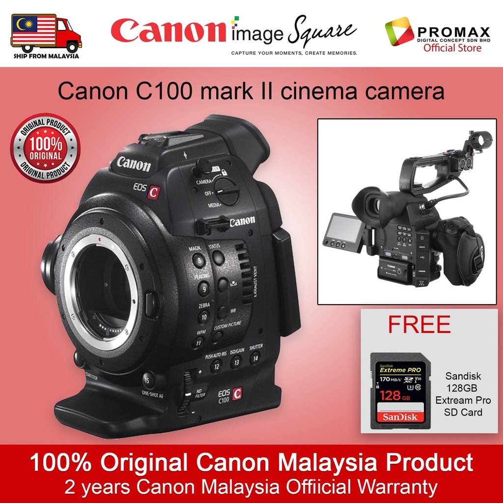 Canon EOS C100 Mark II Cinema EOS Camera with Dual Pixel CMOS AF (Body ...