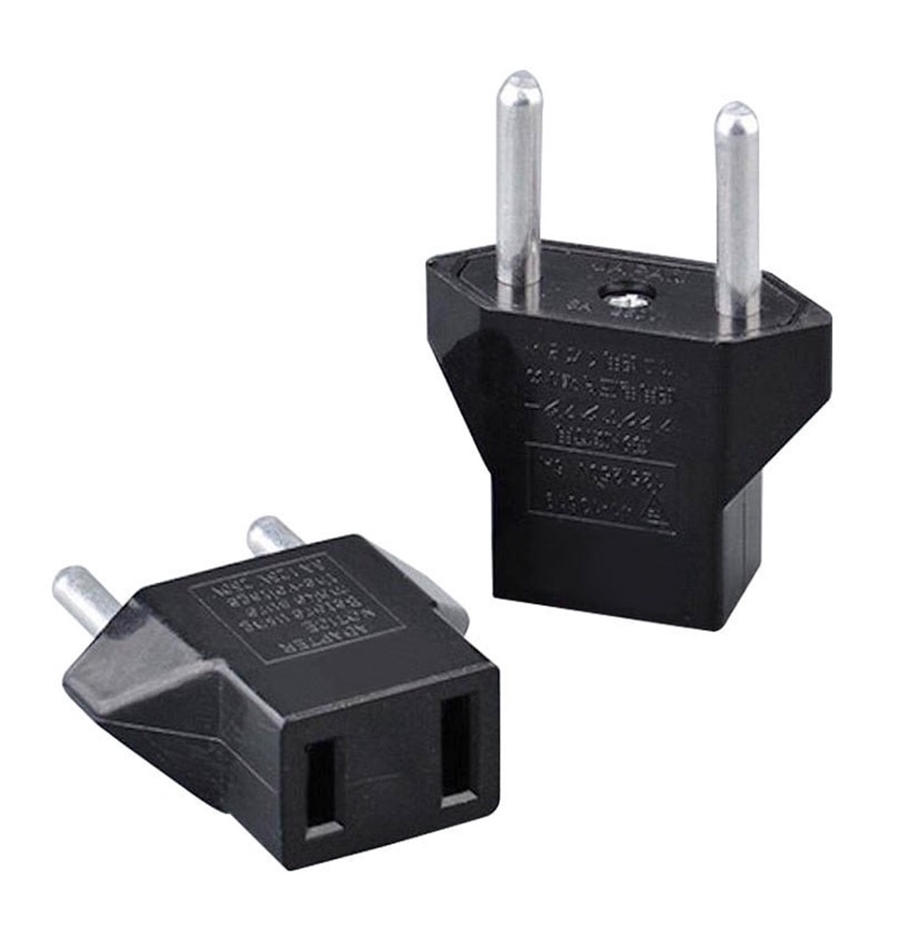 2 Pin Plug adapter Converter US Input to EU Malaysia Output Round Plug ...