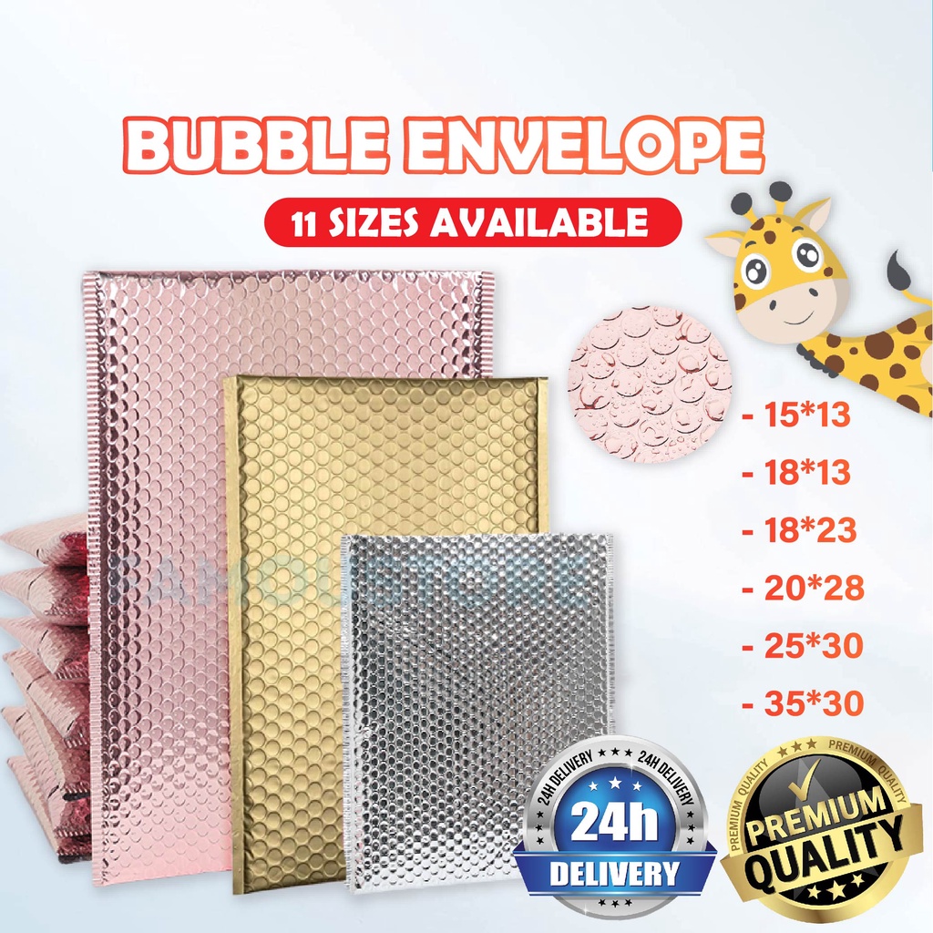 1PC Rose Gold Metallic Bubble Envelope Bubble Wrap Envelope Mailer Courier Bag Plastik Parcel ...