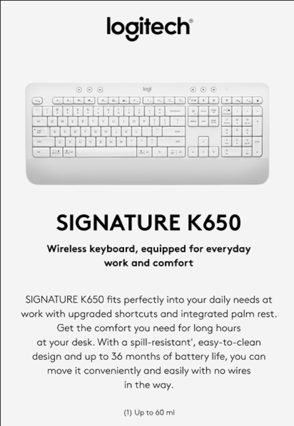 Logitech Signature K650 Comfort Full-Size Wireless Keyboard with Wrist ...