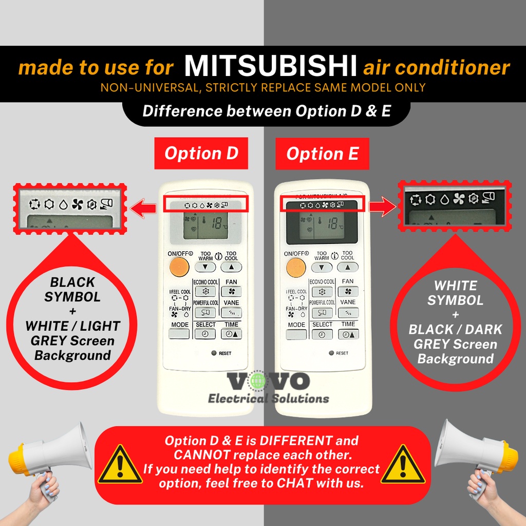 MITSUBISHI OEM Air Cond Replacement Remote Control [FOC Battery ...