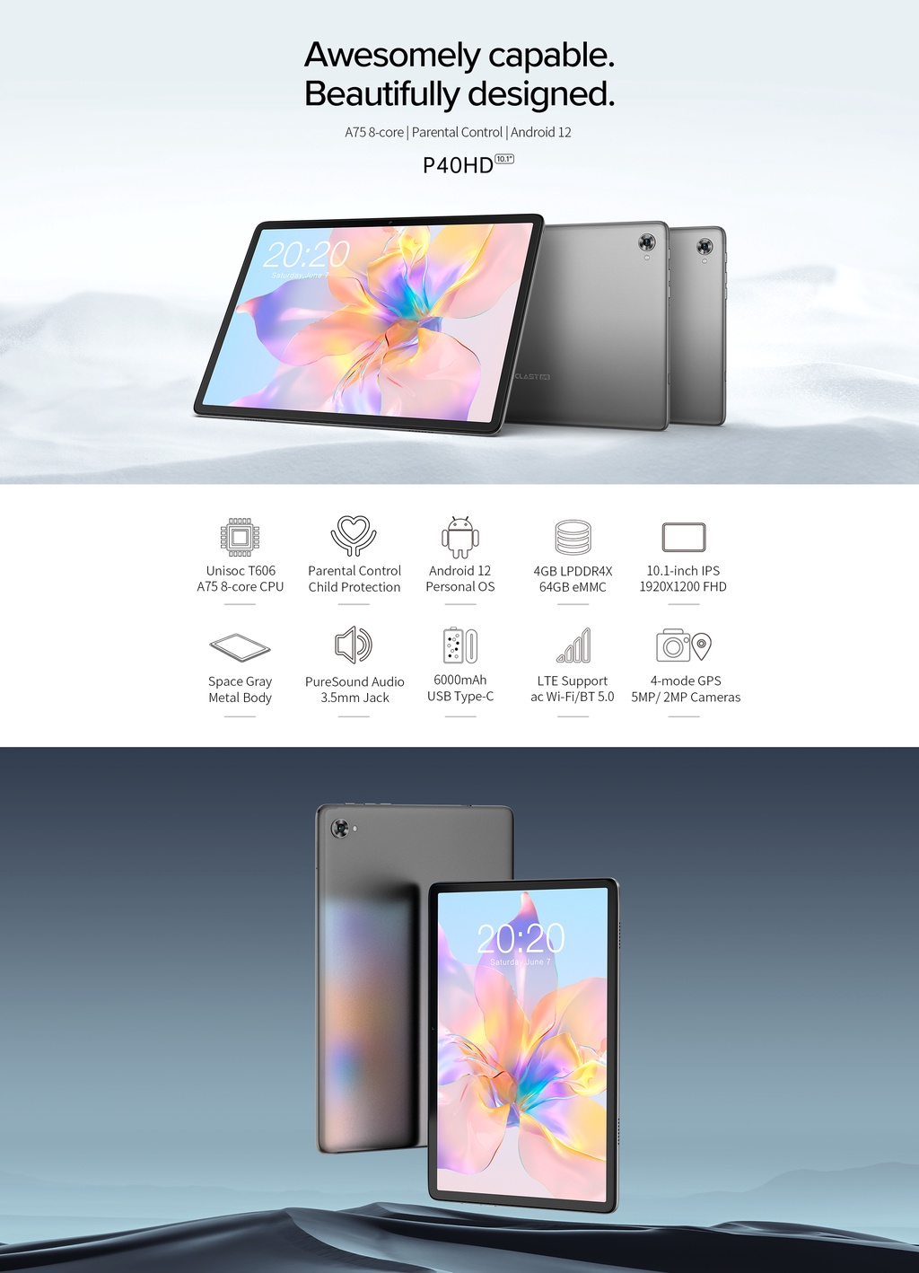 【NEW Android 12】 Teclast P40HD Tablet PC Android 12 4G Phone Call (1920 ...