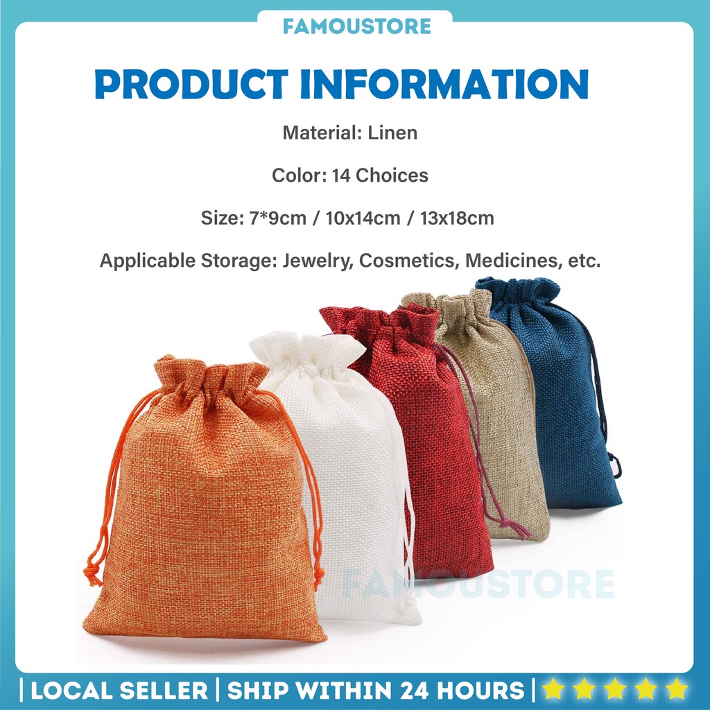 Cute Drawstring Bag Pouch Bag Jute Bag Jewellery Bag Gift Bag Linen ...